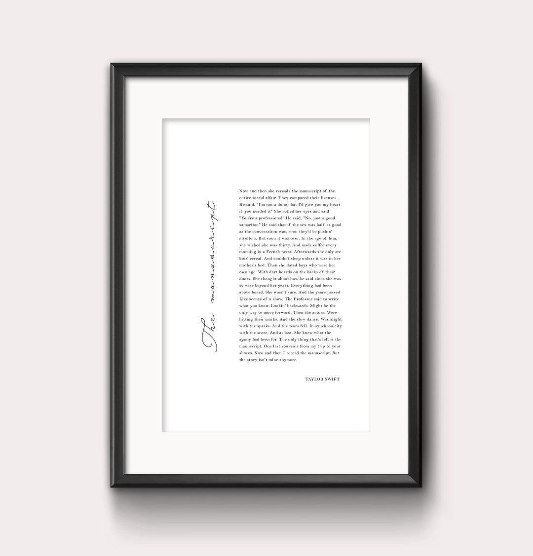 The Manuscript Lyric Print - Tortured Poets - Digital Print – Music ...