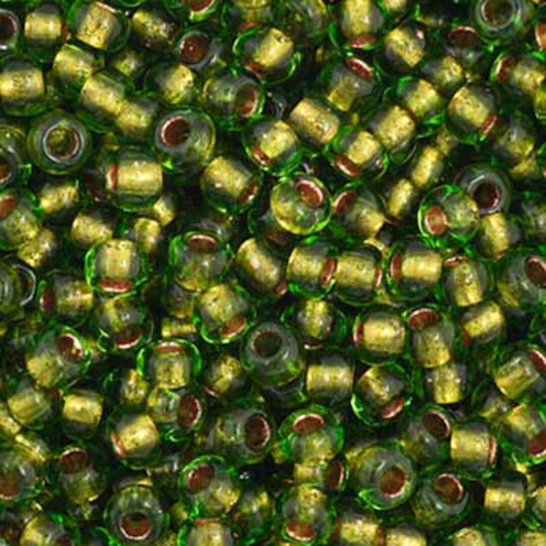 Preciosa Czech Seed Beads 11/0 Green Transparent Copper Lined 20g & 50g ...