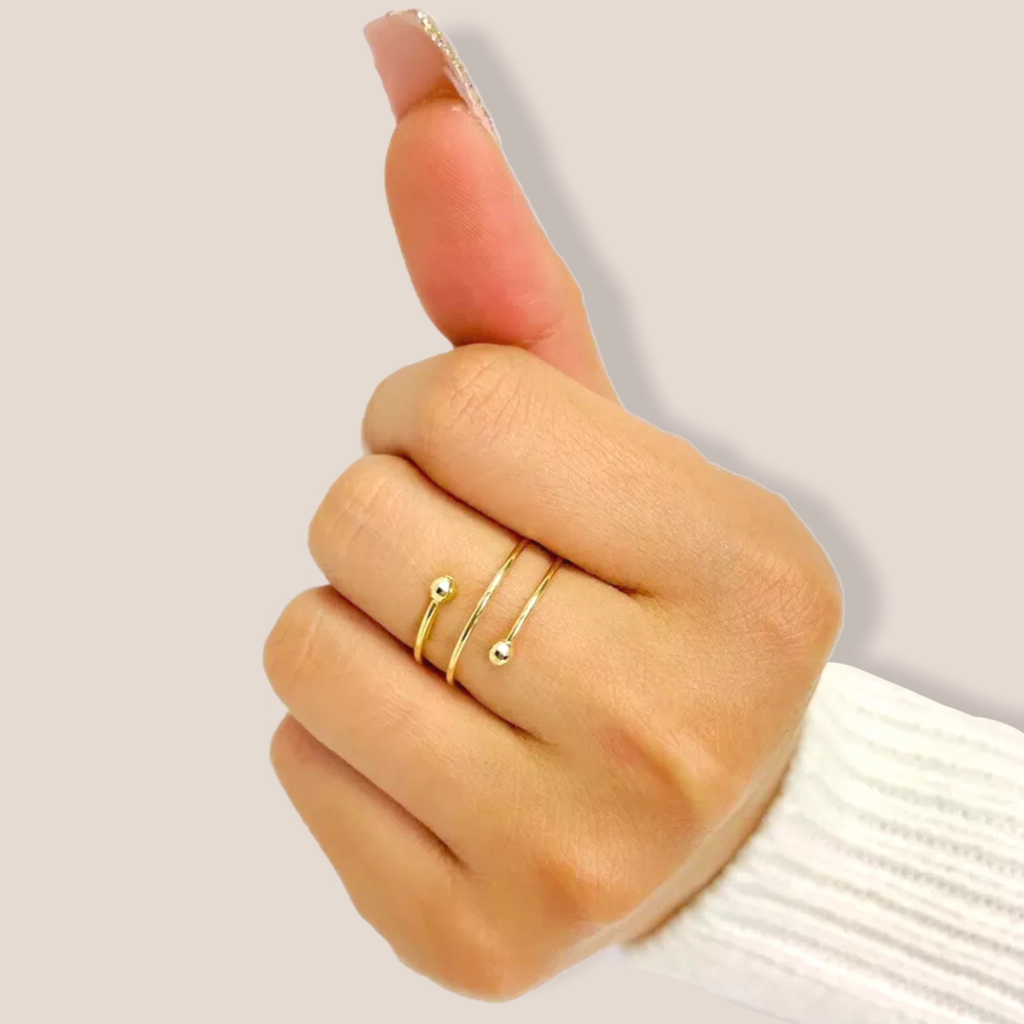 14k Gold Fancy Spiral Yellow Gold Ring With Diamond Cut Balls Etsy