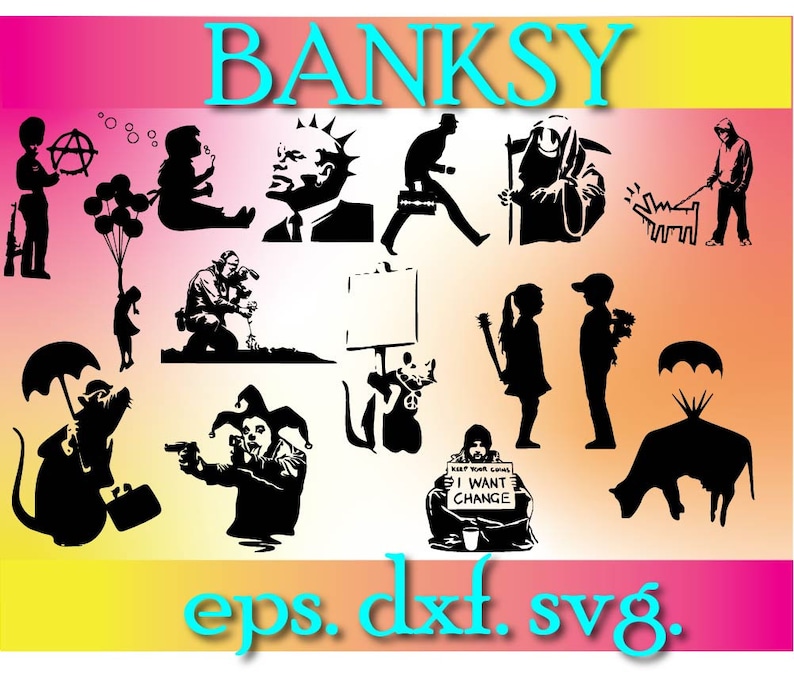Banksy Bundle Digital Download SVG, DXF, PNG Files, Cricut/silhouette ...