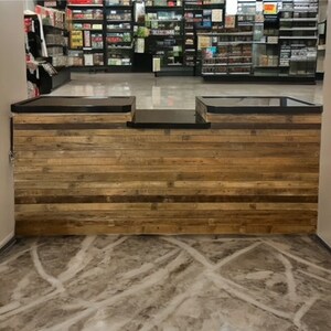 Rustic Wood Retail Counter-retail Counter-check Out Counter-multi Level ...