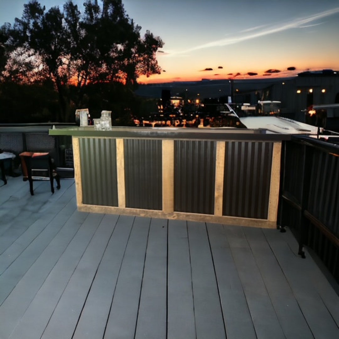 Handmade Galvanized Metal & Reclaimed Wood Bar: Custom L-shaped Design ...