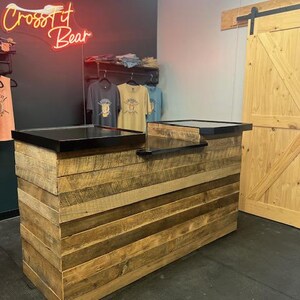 Rustic Wood Retail Counter: Multi-level Checkout Reception Desk - Etsy