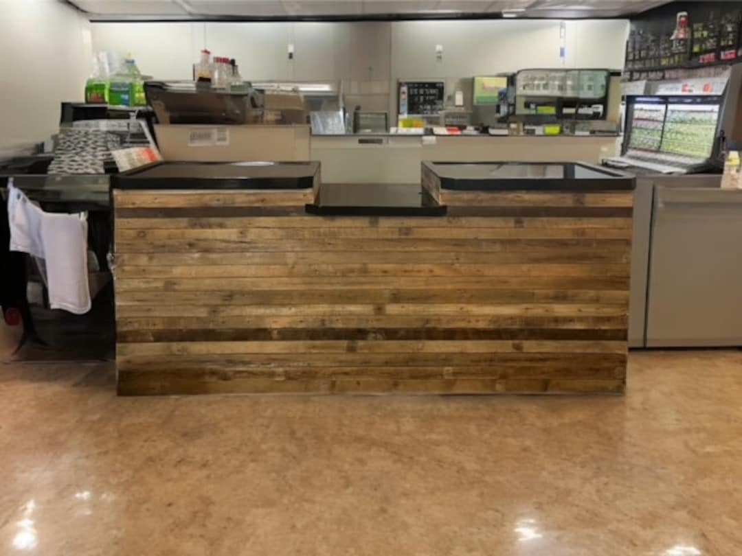 Rustic Wood Retail Counter-retail Counter-check Out Counter-multi Level ...