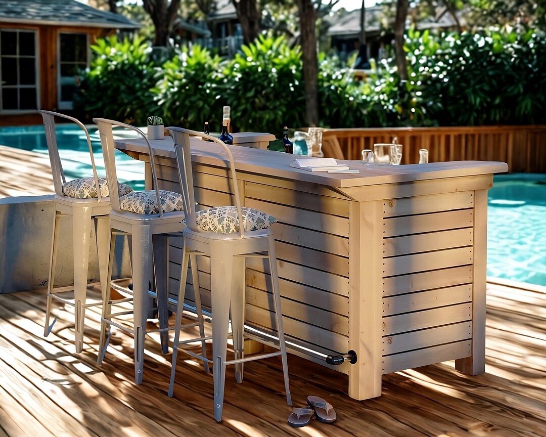 Handmade Outdoor Wood Bar: Custom Patio Party Bar - Red Cloak Home - Etsy