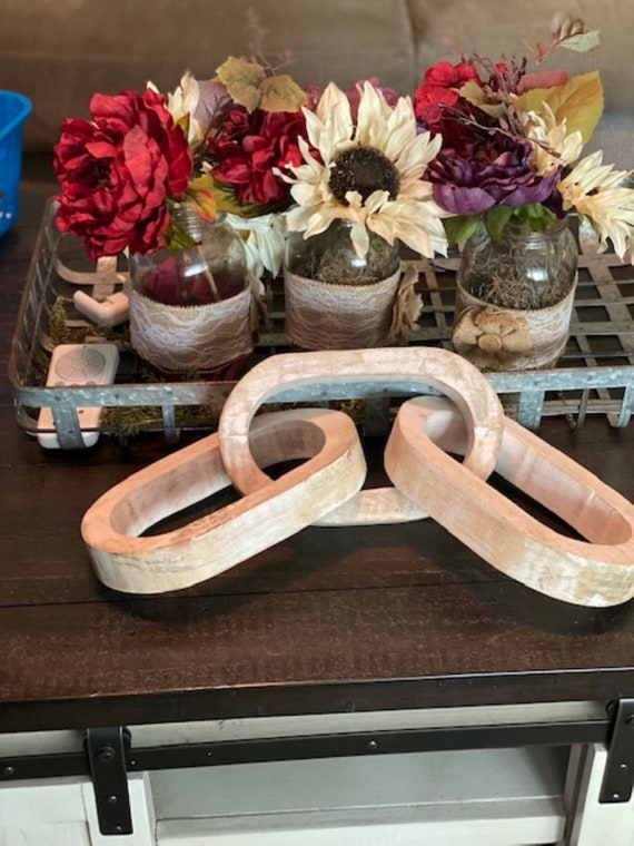 Hand Carved Wood Chain-distressed Wood Chain-decorative Wood | Etsy