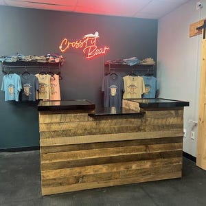 Rustic Wood Retail Counter: Multi-level Checkout Reception Desk - Etsy