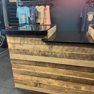 Rustic Wood Retail Counter: Multi-level Checkout Reception Desk - Etsy