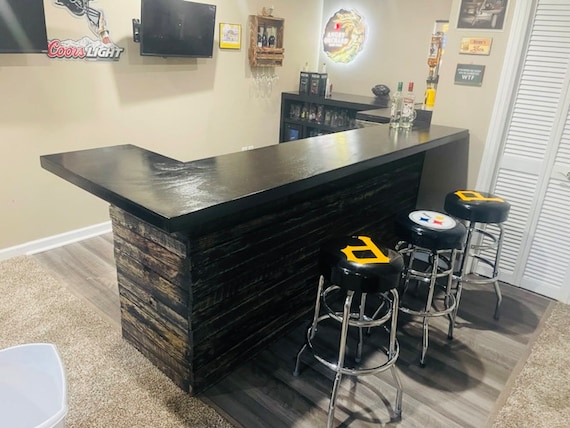 L Shaped Custom Bar wood Bar home Bar wine Bar whiskey Bar bourbon Bar man Cave Bar outdoor Bar game Room Bar bar handmade Furniture Etsy
