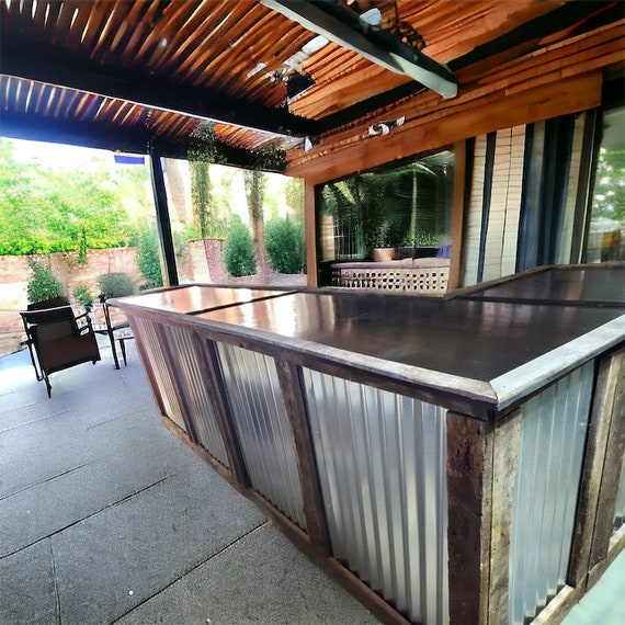Rustic Wood And Metal Outdoor Bar