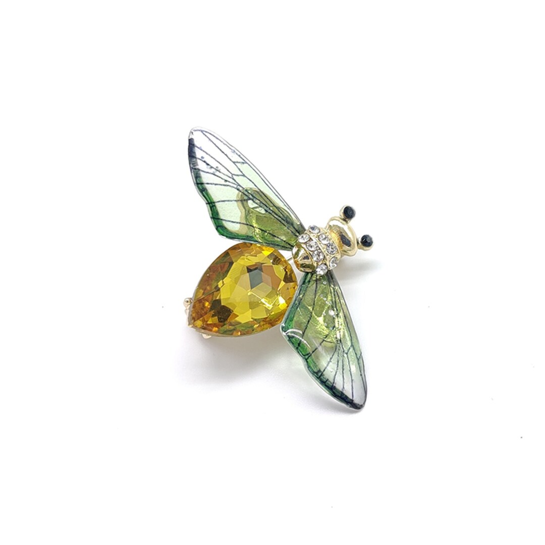 Fashion Green Blue Crystal Bee Brooch With Pin, Colorful Wings ...