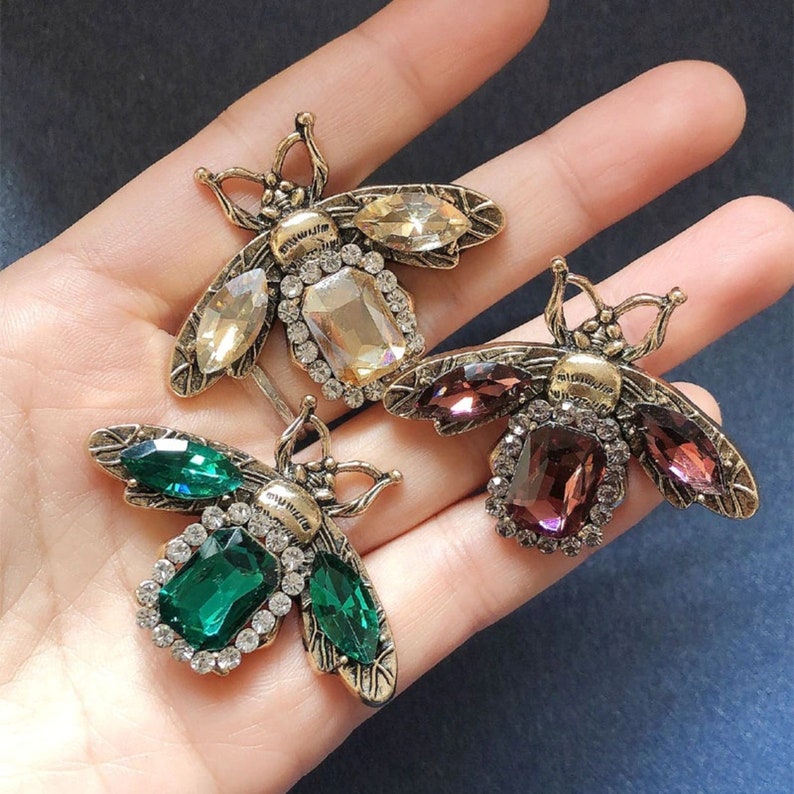 Vintage Crystal Bee Brooch Insect Collar Pin Bees Brooches - Etsy