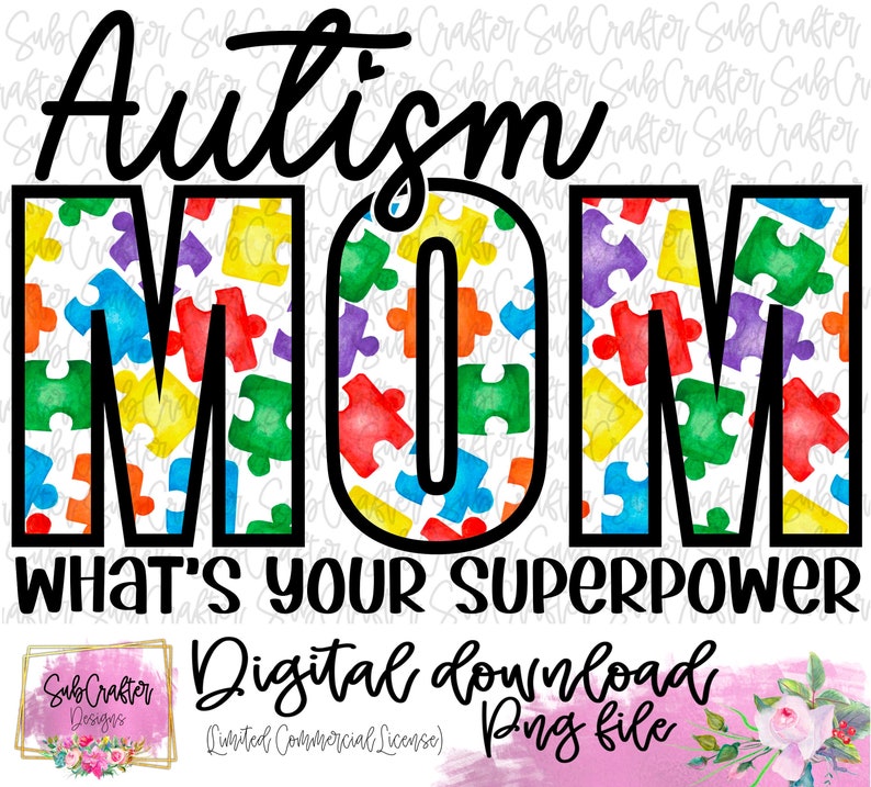 Autism Mom Autism Awareness DOWNLOAD PNG Sublimation 300dpi - Etsy