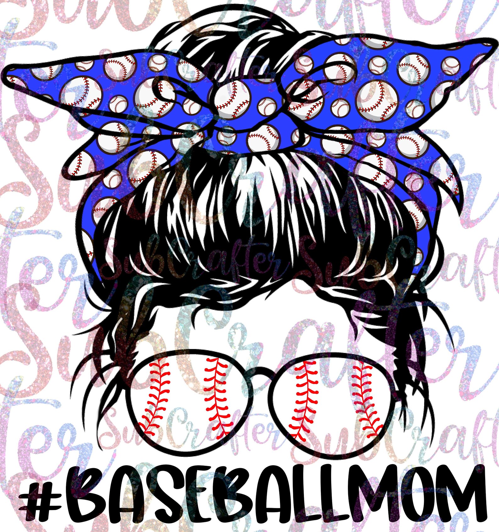 Blue Baseball Mom Messy Bun Digital Download Png Sublimation Etsy