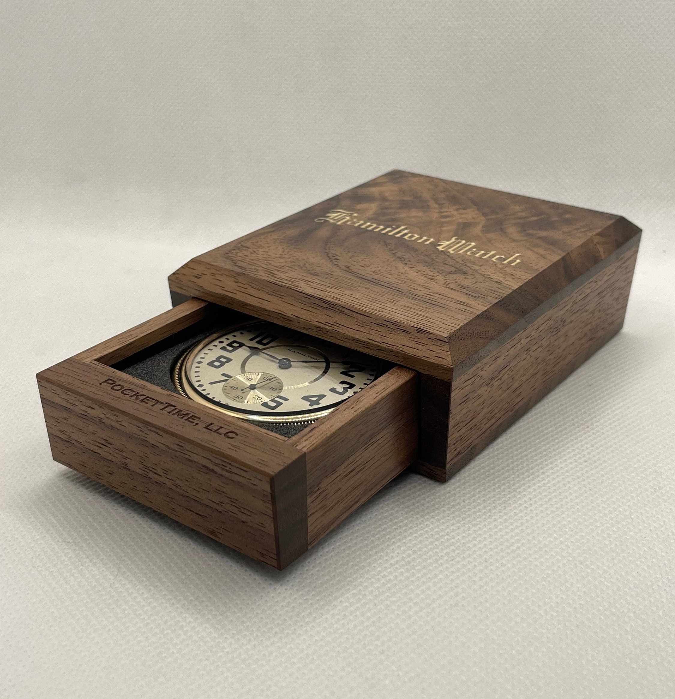Custom Pocket Watch Box. New Design Hand Made in Black Walnut. Velvet ...