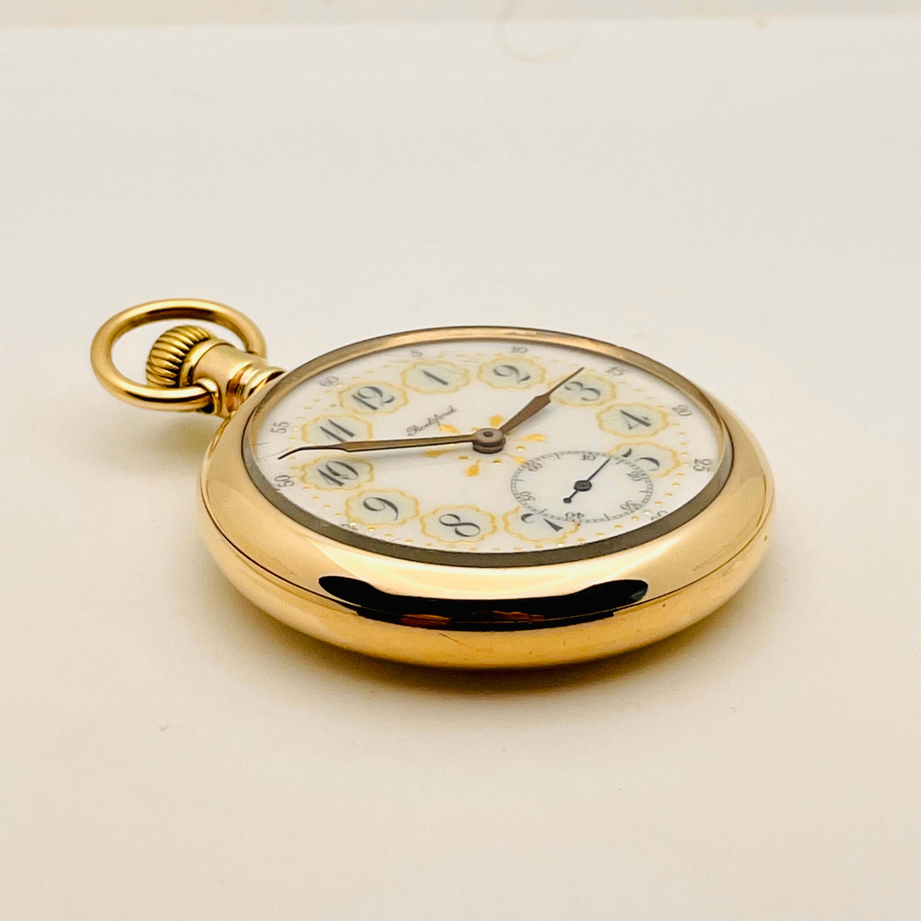Vintage Pocket Watch-rockford 16s. Fancy Painted Dial, Circa 1913 W/14k ...