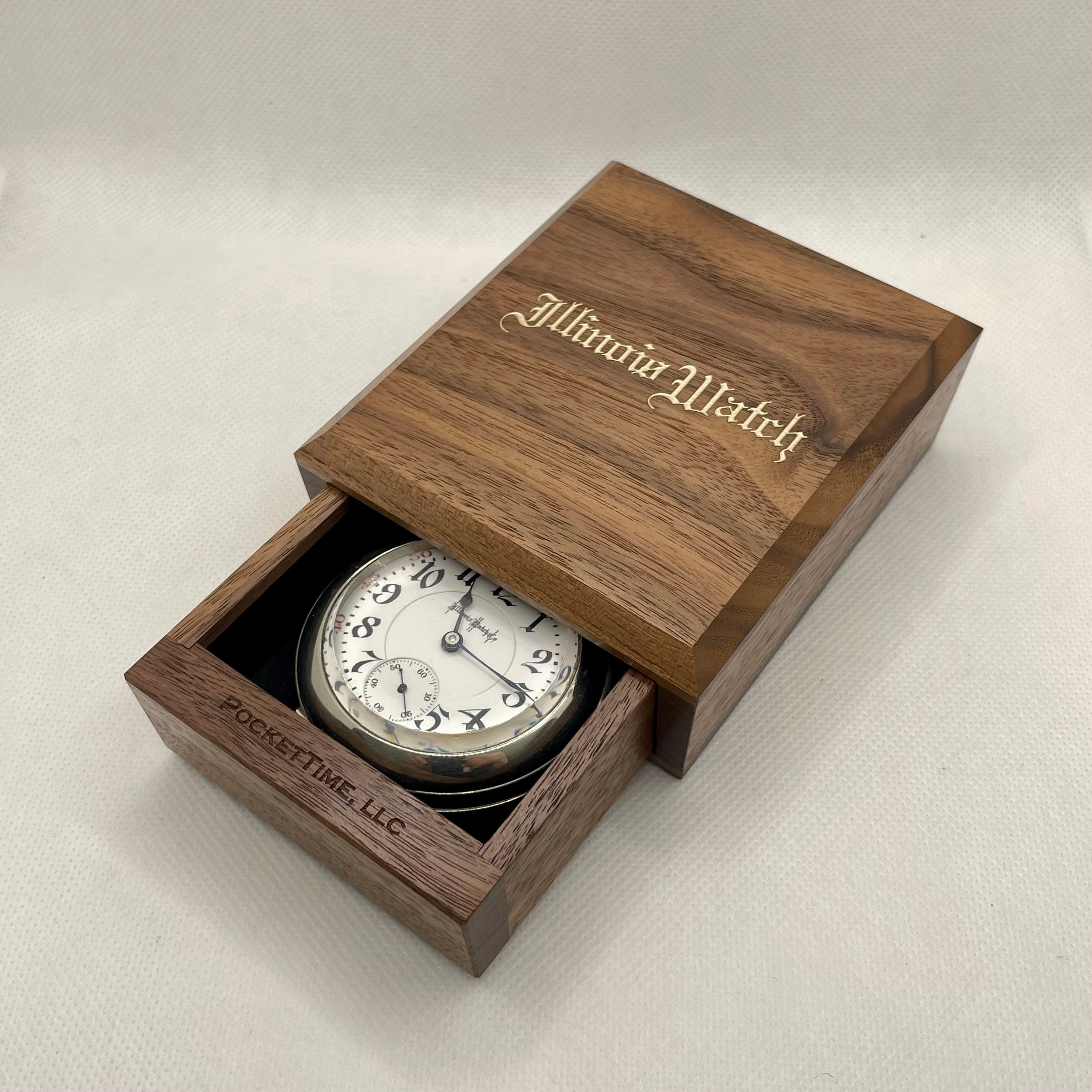 Custom Hand-made Pocket Watch Box. New Larger Size! Black Walnut ...
