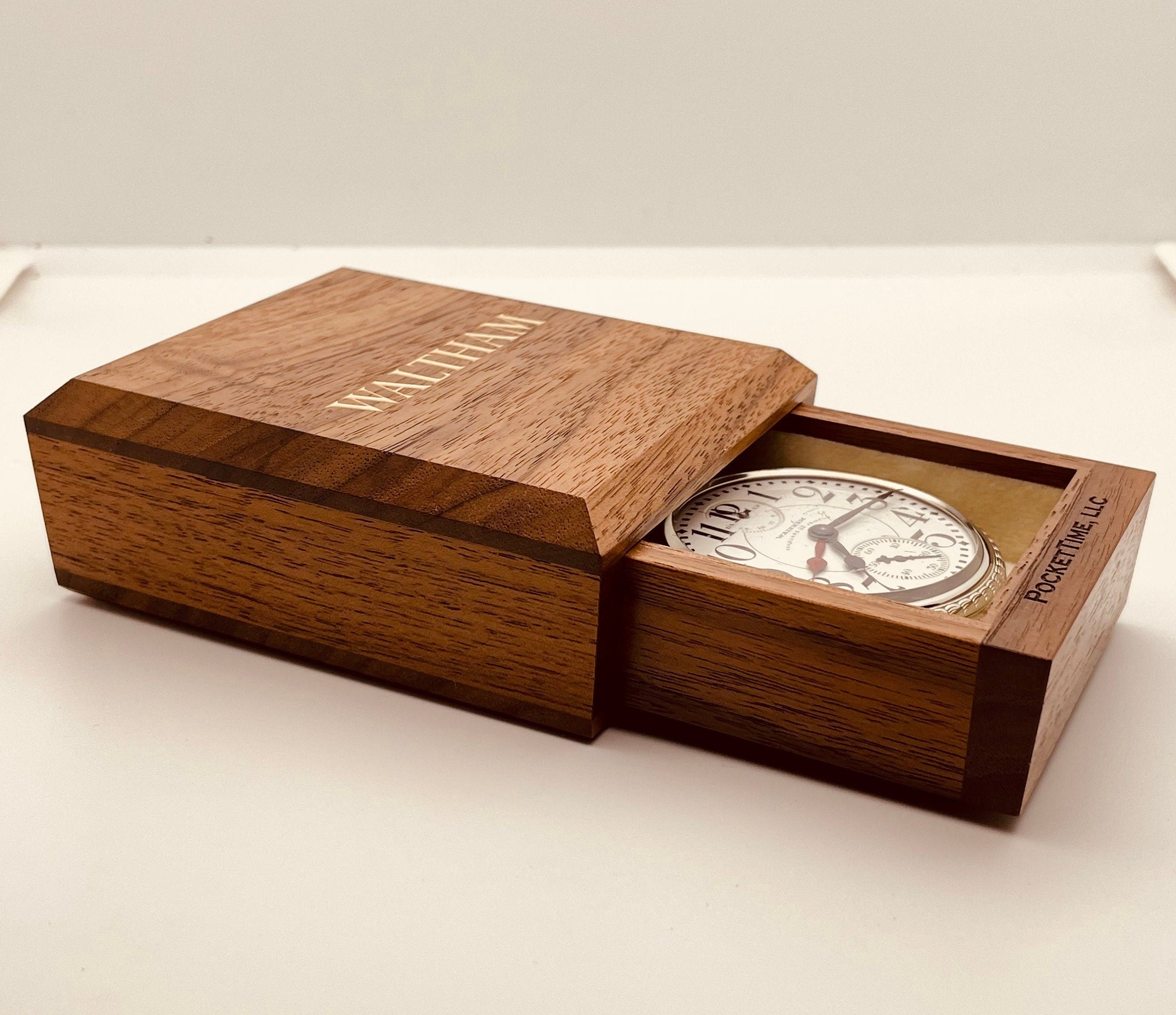 Custom Pocket Watch Box. New Design! Hand Made in Black Walnut. Velvet ...