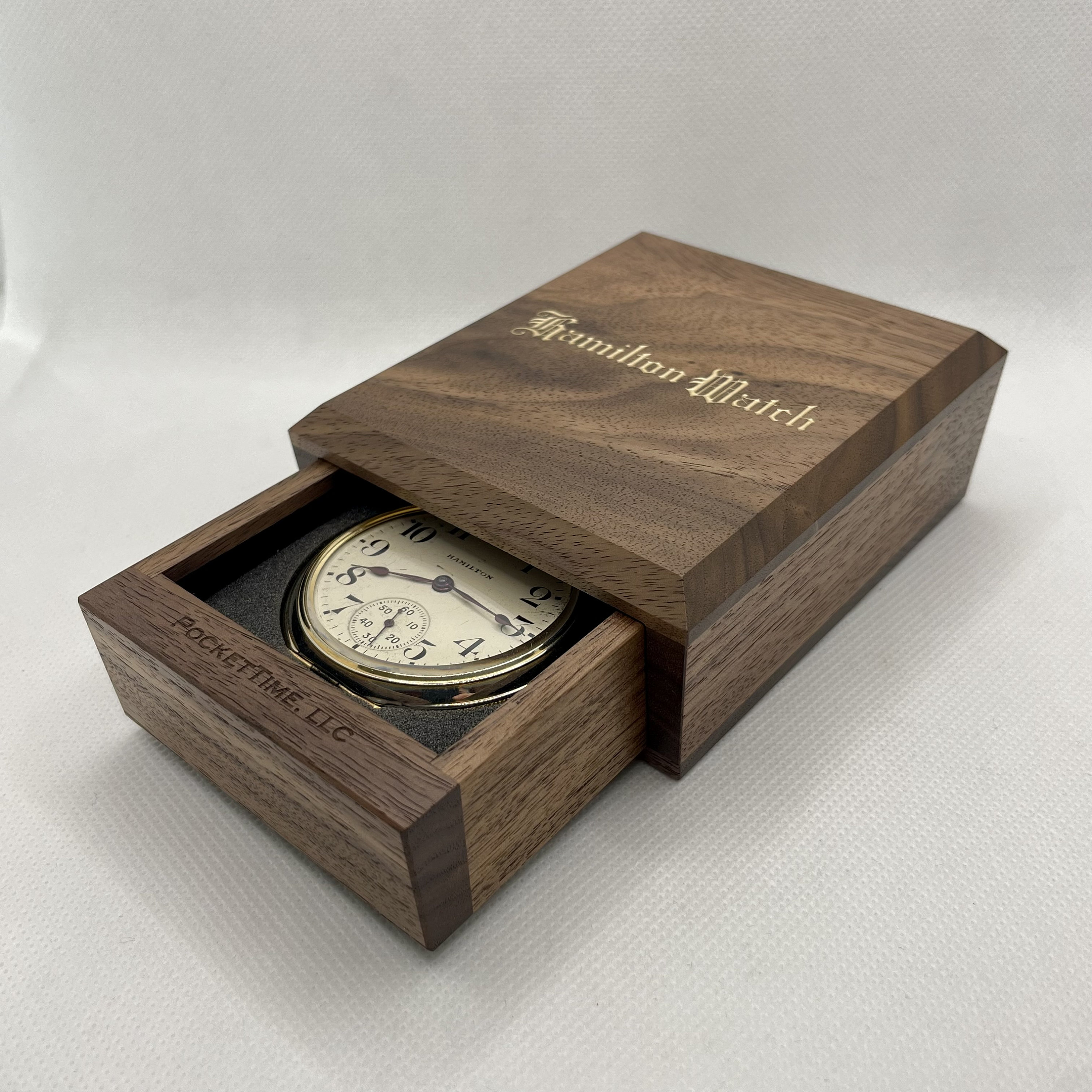 Custom Hand-made Pocket Watch Box. New Larger Size Black Walnut. Velvet ...