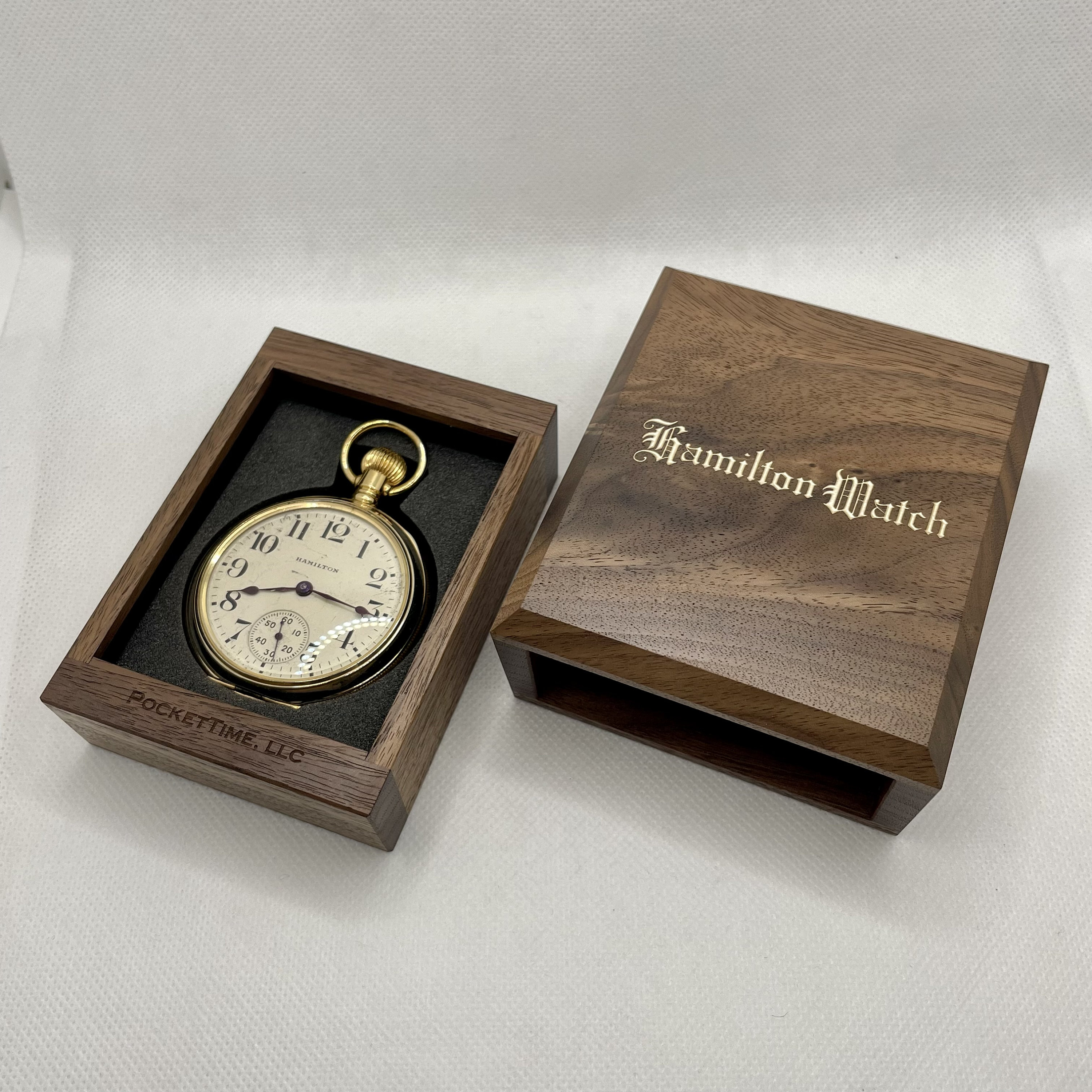 Custom Hand-made Pocket Watch Box. New Larger Size Black Walnut. Velvet ...