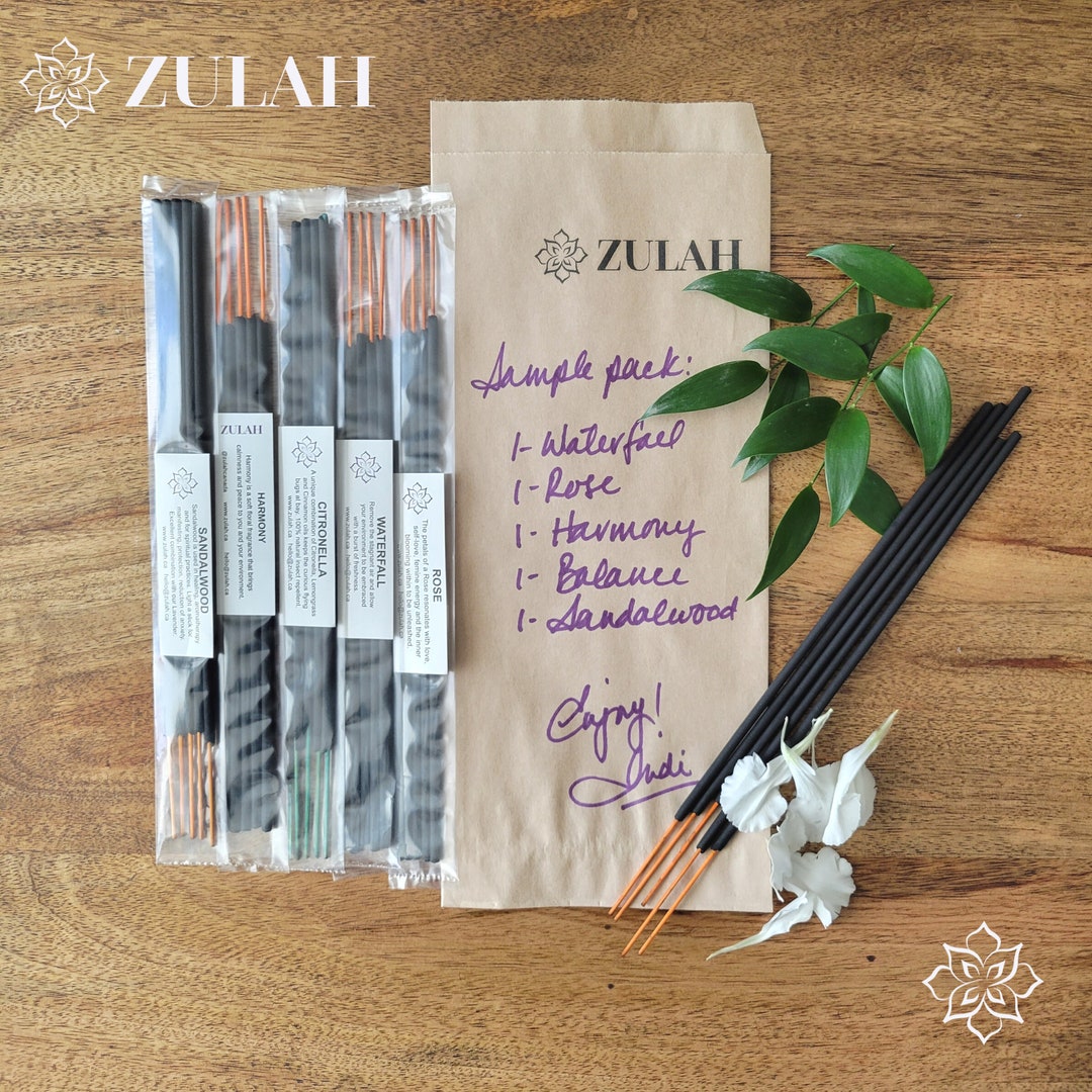 Sample Incense Pack, 5 Sticks / 5 Fragrances, Fair Trade, Variety ...