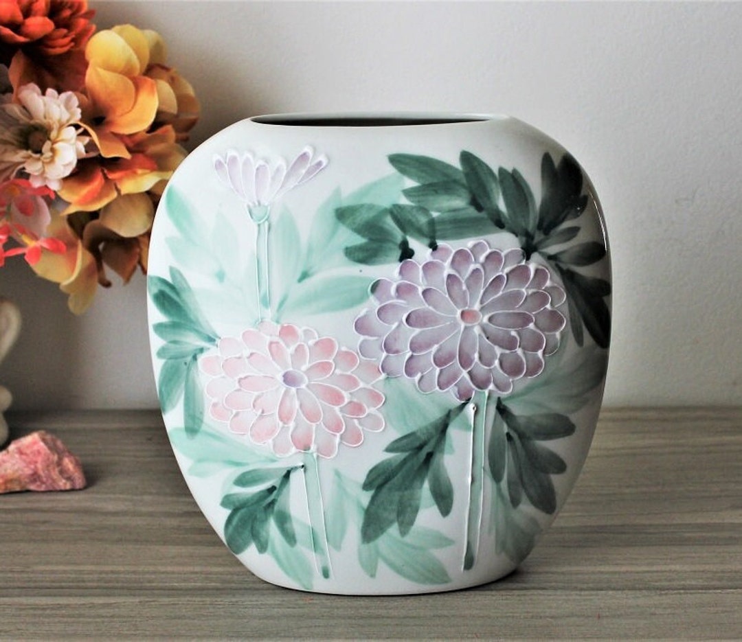 Vintage Vase Andrea by Sadek: Hand-painted Floral Porcelain, Made in ...