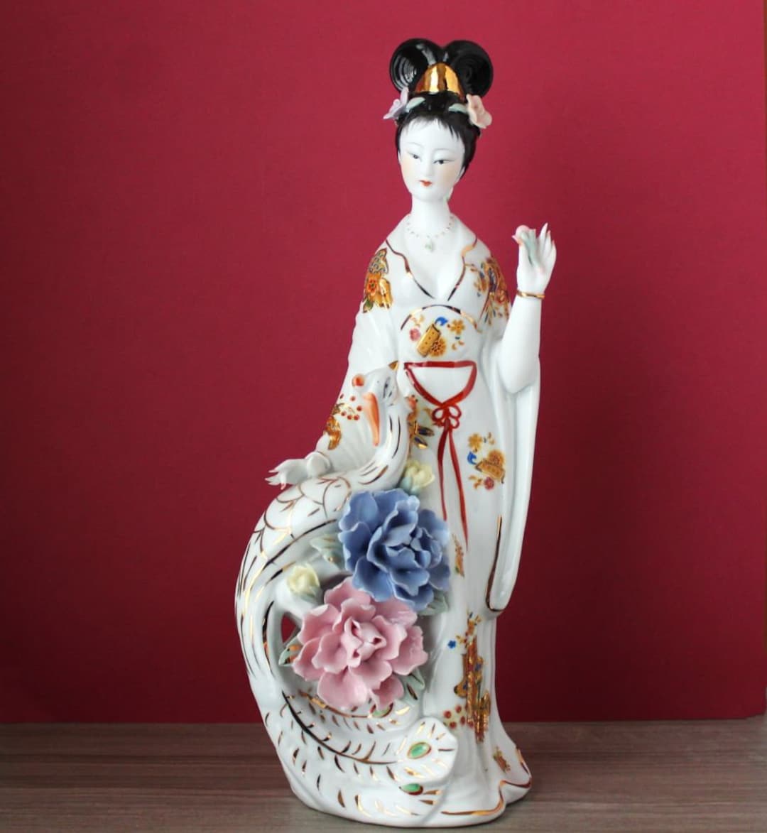 Japanese Geisha Figurine Large 16 Asian Woman Statue Porcelain Hand ...