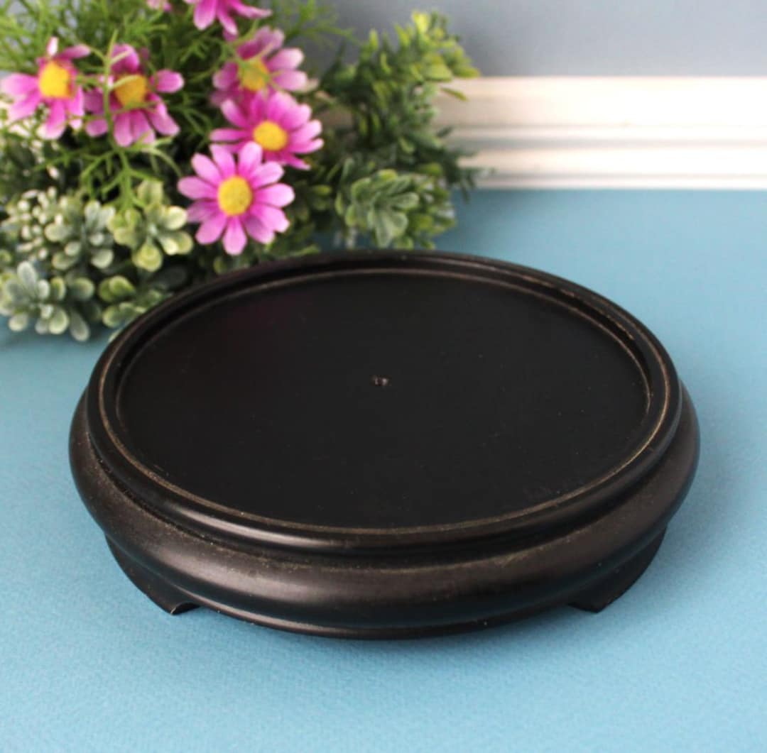 Round Wood Stand Chinese Display Wooden Pedestal Asian Simple Footed ...