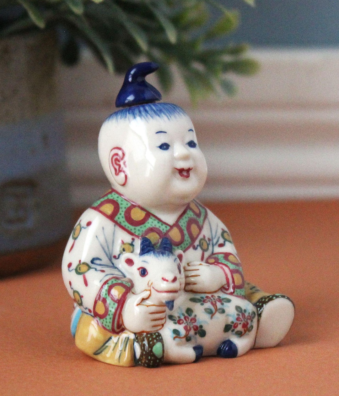 Small Chinese Perfume Bottle Figurine, Miniature Asian Boy With Goat ...