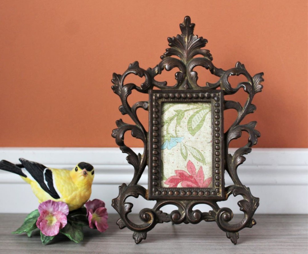 Rococo Style Picture Frame, Cast Steel Photo Frame, Glass Window, Easel ...