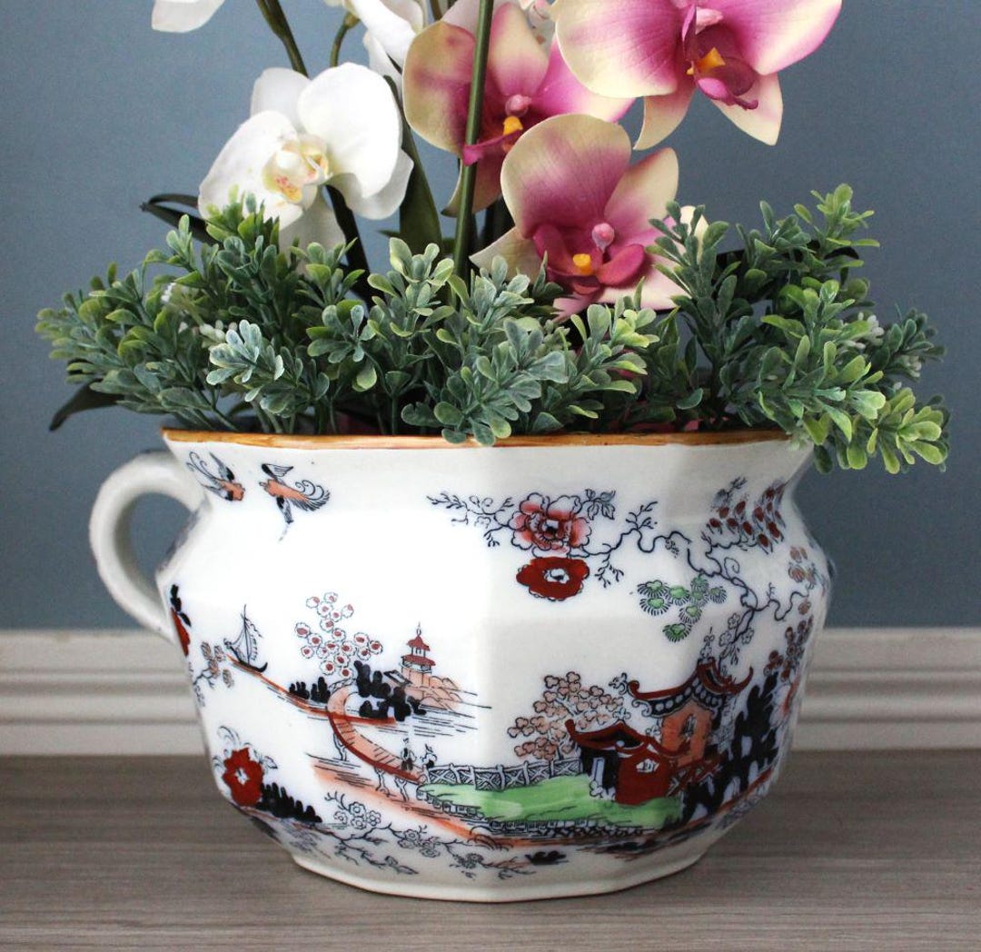 MASON'S Ironstone Chamber Pot W/ Handle Japanese Landscape Motif ...