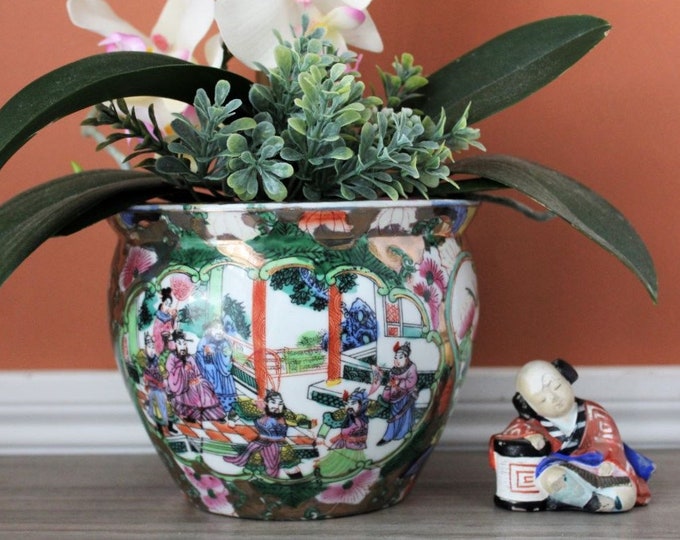 Asian Cachepot Planter Porcelain Flowerpot Cache Pot Rose Famille Rose ...