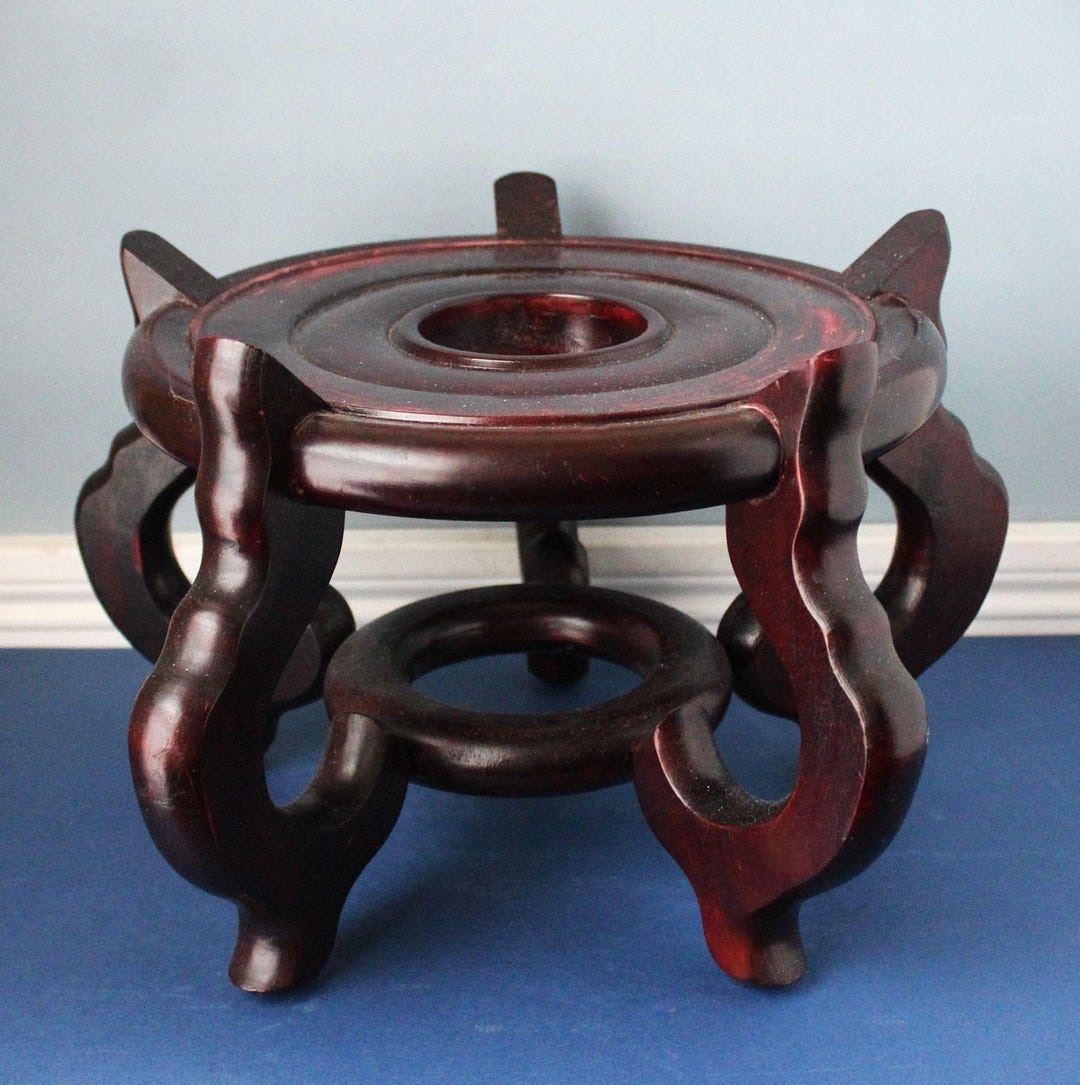 Large Chinese Stand: 8" Display Area, Asian Wood Pedestal Riser ...