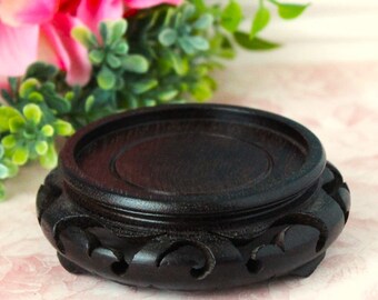 Wood Stand Square Footed Chinese Display Wooden Pedestal Ornate Asian ...