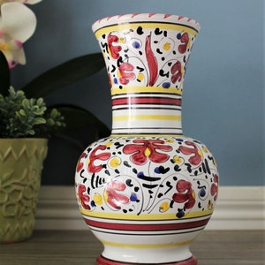DERUTA Vase Italian Pottery Ceramic Rooster Motif Hand Painted ...