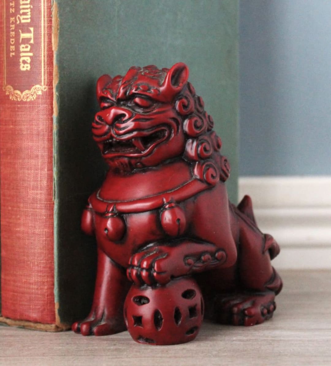 Foo Dog Figurine Dark Red Color Chinese Japanese Guardian Shi Shi Lion ...