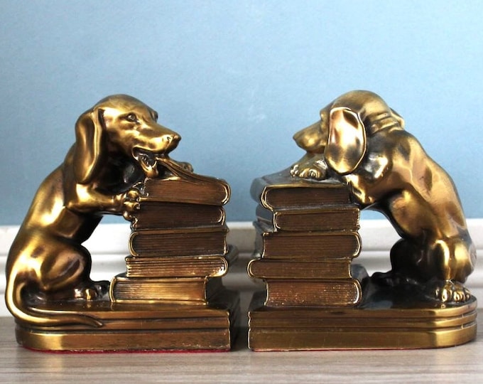 Solid Brass Bookend Pair of Dachshunds by PM CRAFTSMAN Bookends Dog ...
