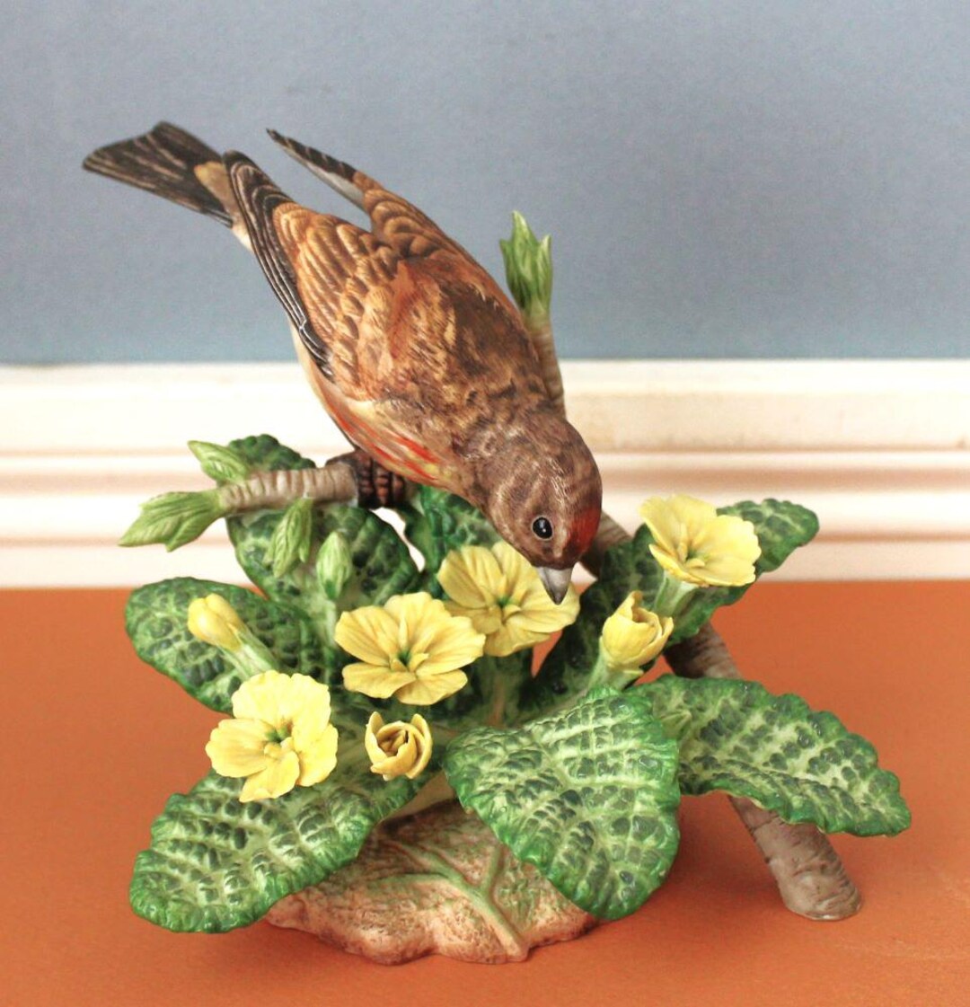 Bird Figurine RSPB Porcelain Linnet Franklin Mint Crafted in Japan ...