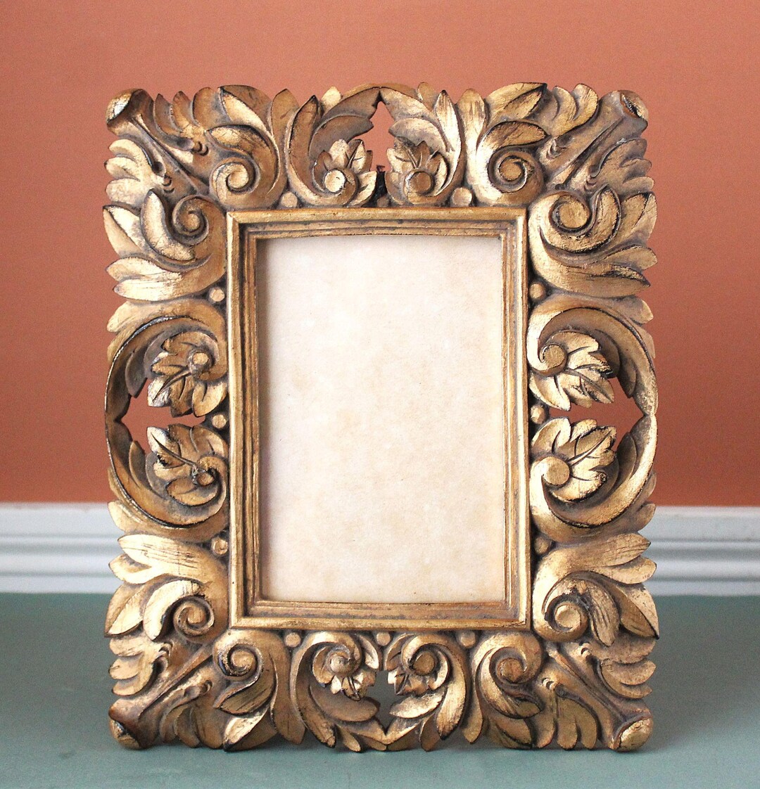 Picture Frame With 4x6 Window, Gold Leaf Photo Frame, Acanthus Leaf ...