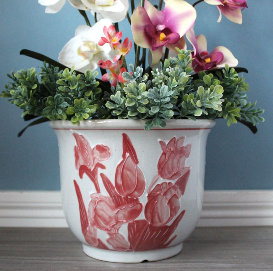 Ceramic Stoneware Pottery Flowerpot, Large Planter, Cachepot Floral ...