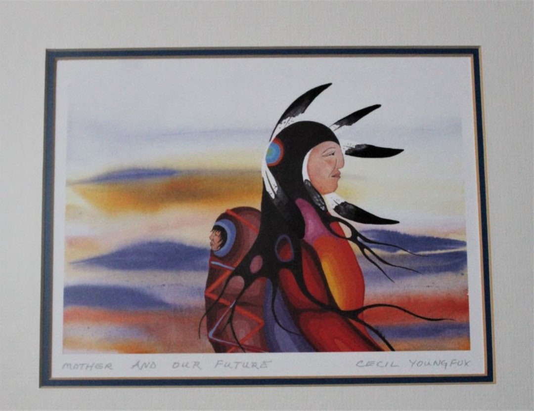 Framed Native Art, Canadian Artist CECIL YOUNGFOX, Digital Print ...
