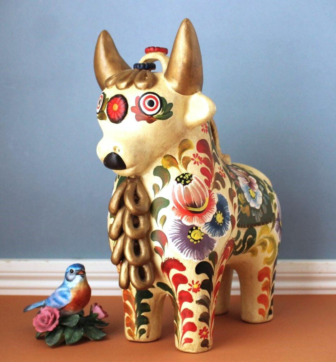 Large Pucara Bull 12.75" Tall Peruvian Folk Art Sculpture Terracotta ...