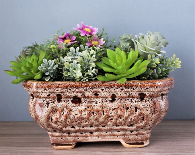 Planter Footed Artisan Pottery Rectangle Flowerpot Window Box Cachepot ...