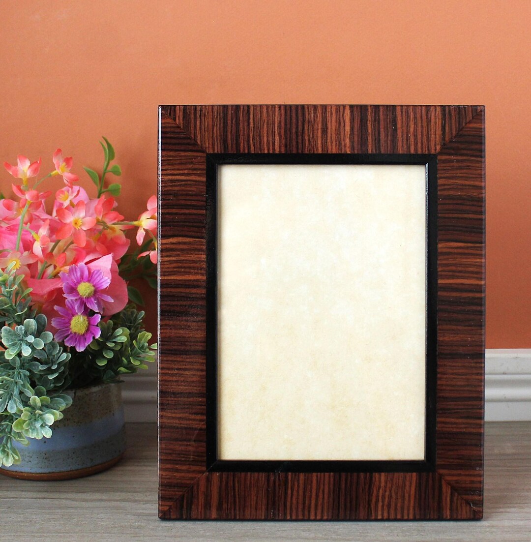 Tigerwood Picture Frame 5x7 Window, Photo Frame With Glass & Easel Back ...