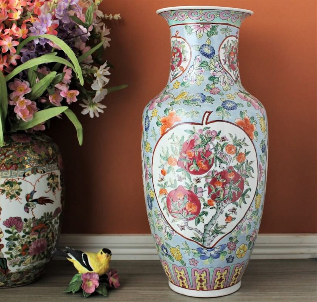 Large Asian Vase 18 Tall Centerpiece Chinese Flower - Etsy