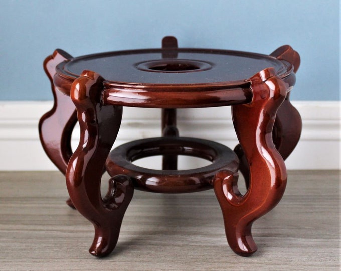 Traditional Chinese Display Stand Lacquered Wood Brown Asian Hand ...
