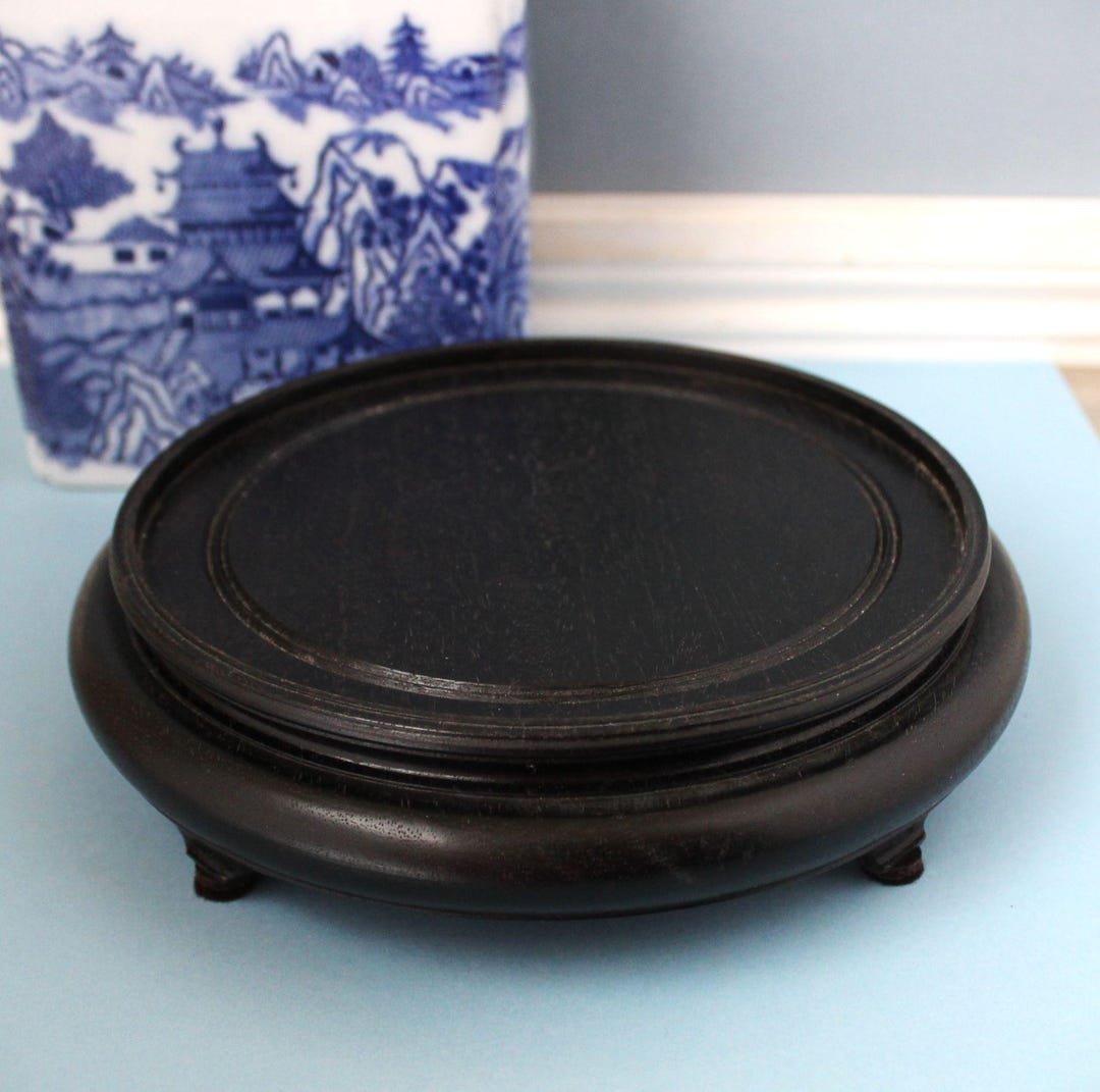 Round Wood Stand, Chinese Display, Asian Wooden Pedestal, Simple Footed ...