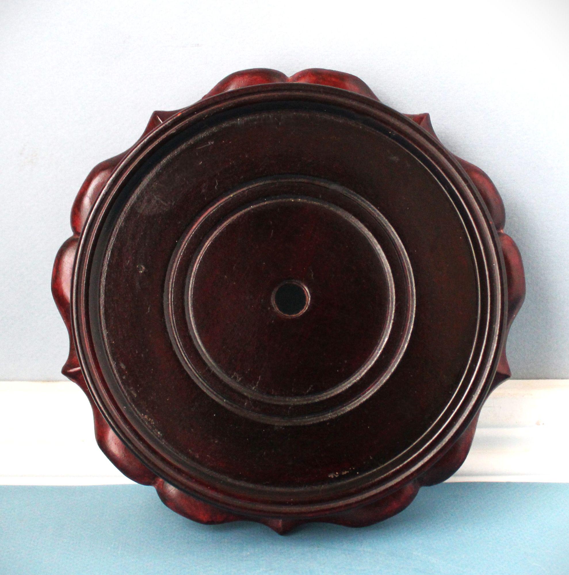 Round Wood Stand, 5.5" Display Area, Vintage Chinese Pedestal, Asian ...