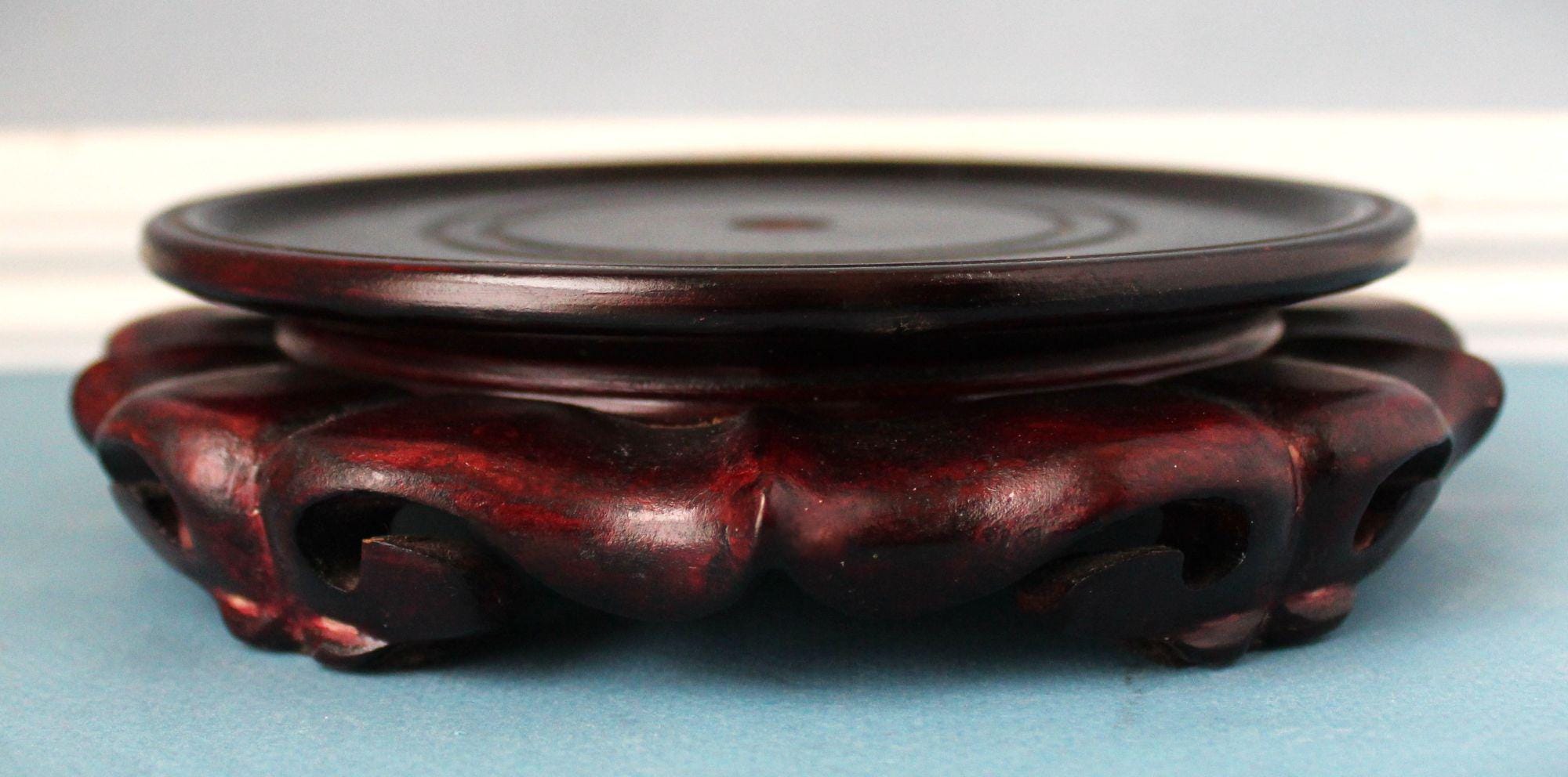 Round Wood Stand, 5.5" Display Area, Vintage Chinese Pedestal, Asian ...