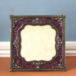 Picture Frame Jeweled 4x4 Window Enamel Lavender Hematite Color Hand ...